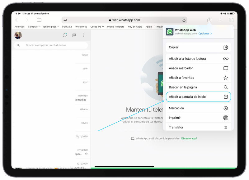 Cómo poner WhatsApp web en el iPhone y en el iPad