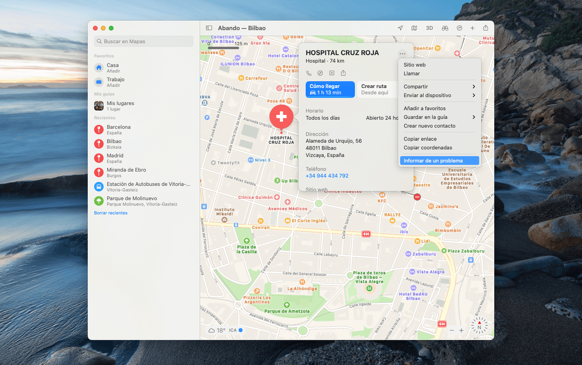 Cómo notificar de un problema con una dirección o negocio en Apple Maps