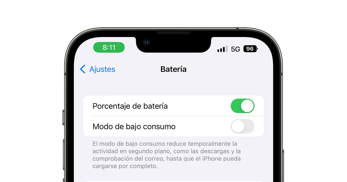 iOS 16 devuelve el porcentaje de batería a la barra de estado del iPhone