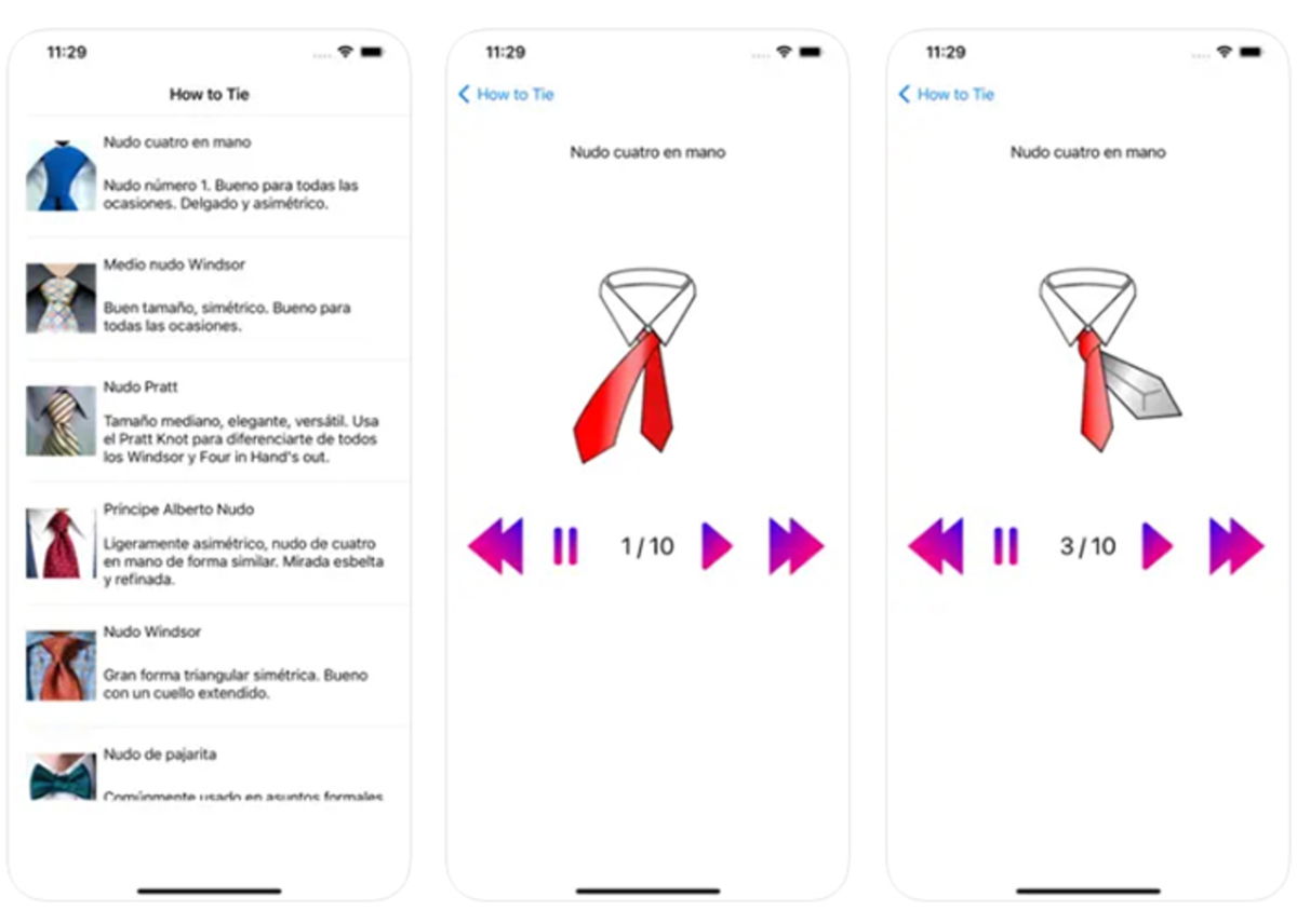 Apps iOS para aprender hacer el nudo de la corbata