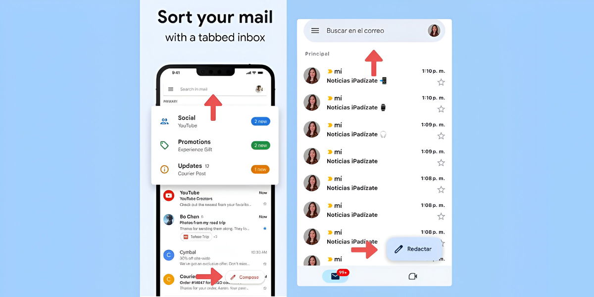 La app de Gmail del iPhone se actualiza con un nuevo diseño que parece ...
